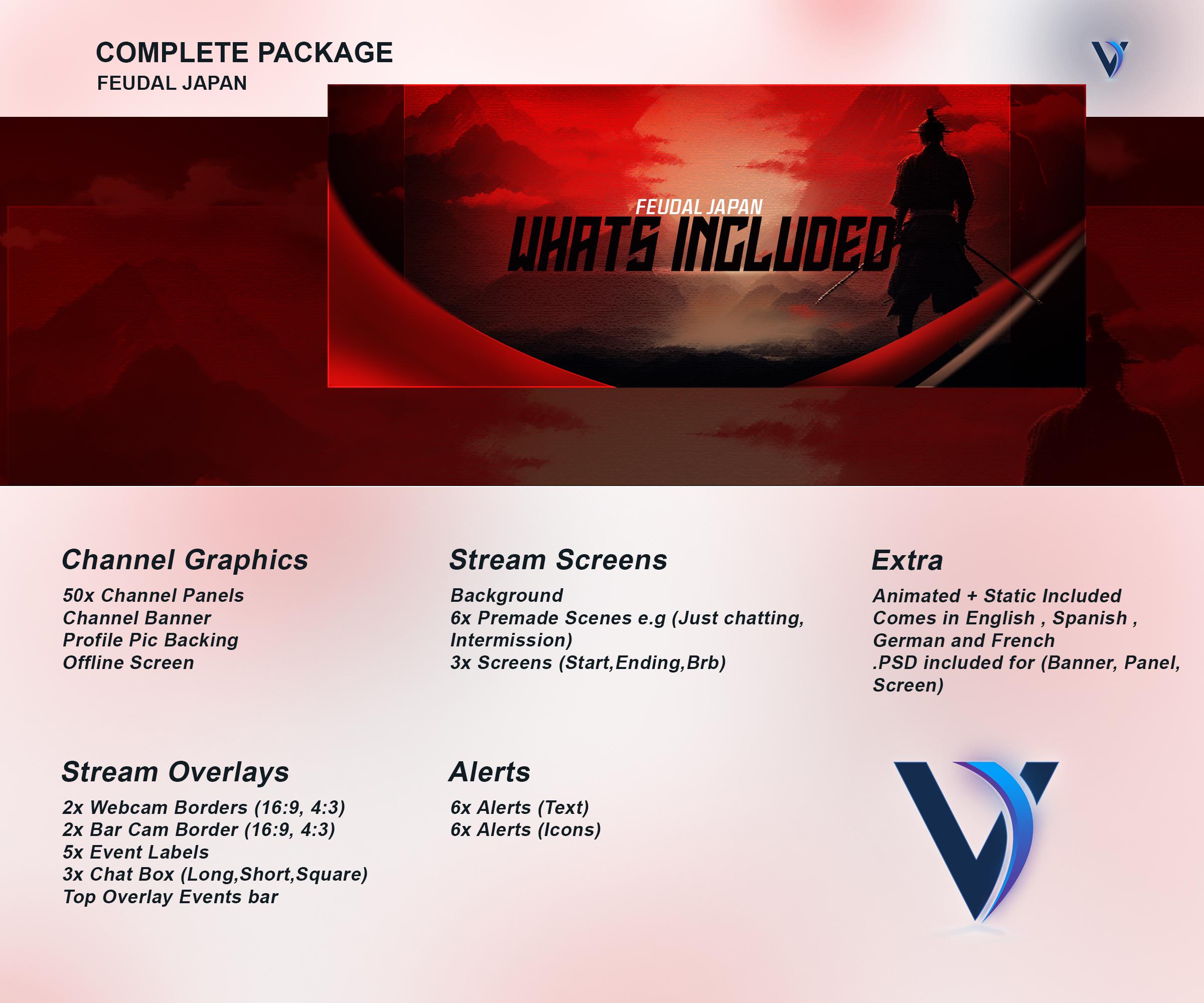 Feudal Japan Overlay Pack for Twitch Modern Japanese Style Red Stream ...