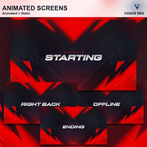 Chaos Red Animated Screens Pack for Twitch, Youtube, Kick | Red ...