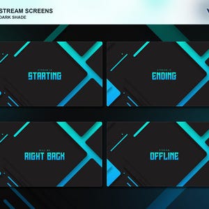 Dark Shade Animated Screens Pack | Black & Blue Stream Overlay Screens ...