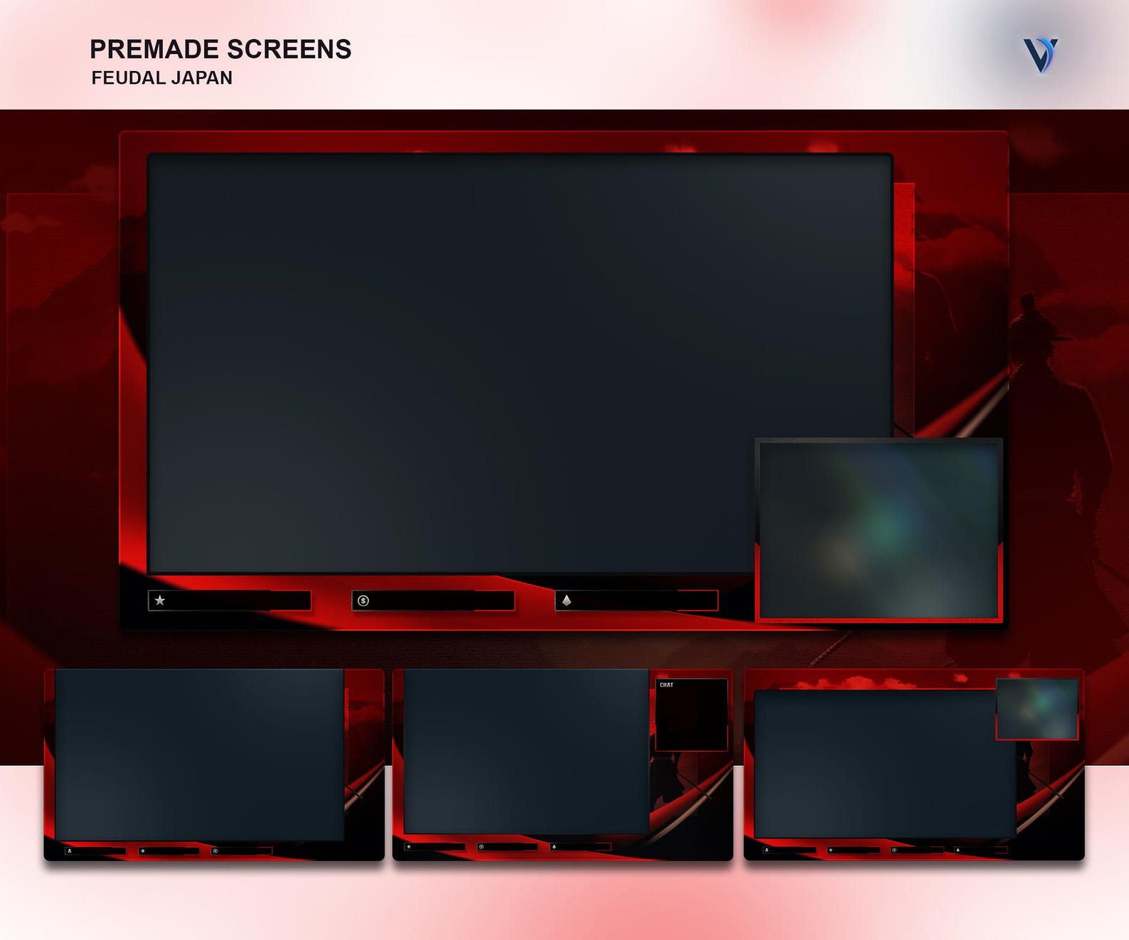 Feudal Japan Overlay Pack for Twitch Modern Japanese Style Red Stream ...