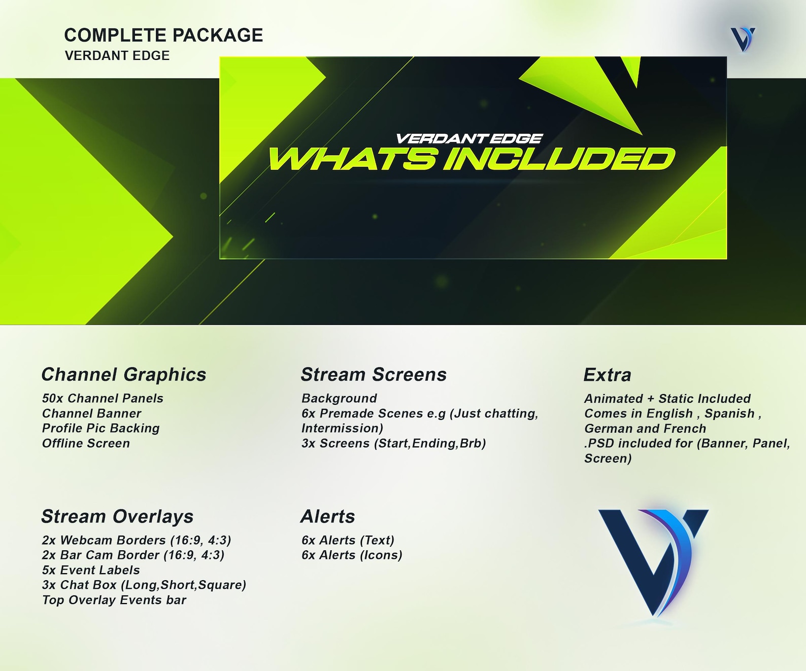 Verdant Edge Animated Stream Pack | Neon Green Twitch Overlay Bundle / Twitch Youtube Kick ...