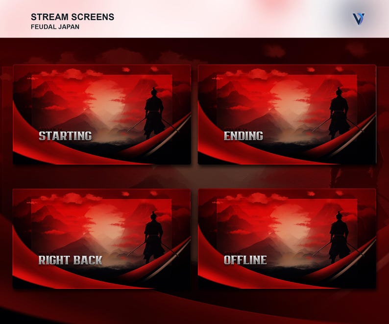 Feudal Japan Animated Twitch Screens: Red Samurai Theme (digital ...