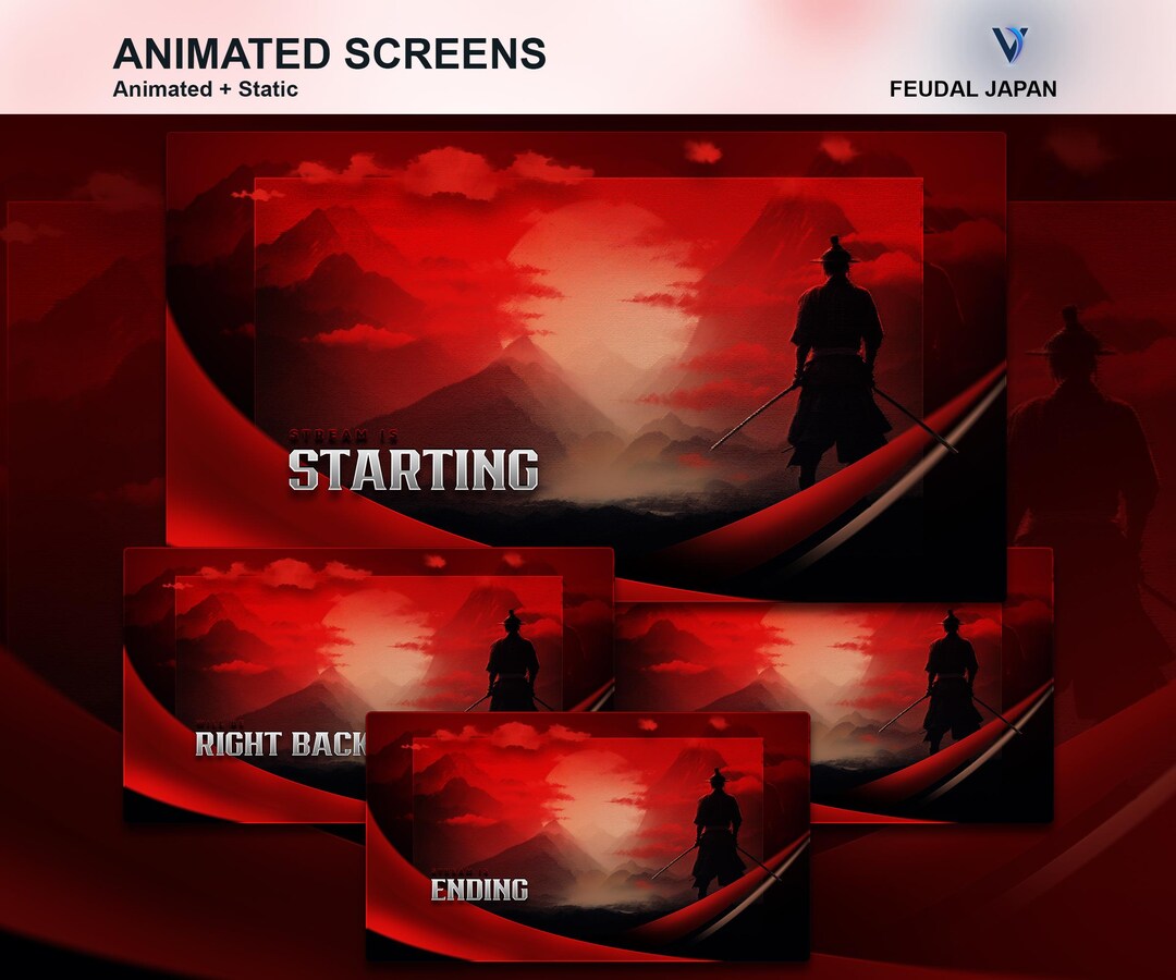 Feudal Japan Animated Screens Pack | Red Japanese Style Modern, Samurai ...