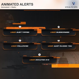 Stealth Ops Animated Alerts Stream Package for Twitch | Military Themed ...