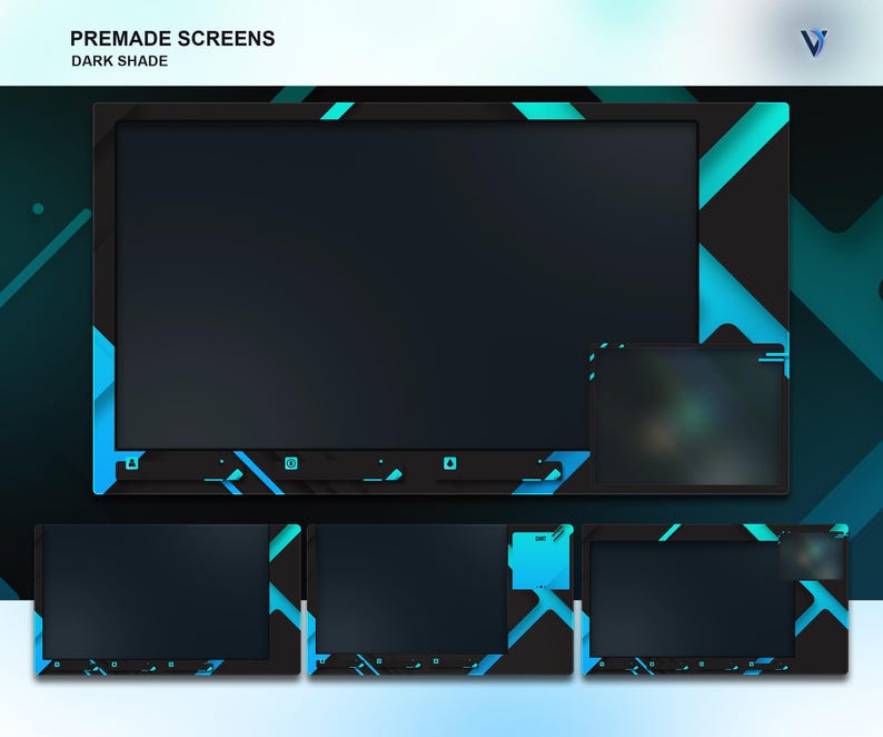 Dark Shade Animated Stream Overlay Package: Black and Blue Design ...