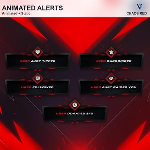Chaos Red Animated Alerts Bundle | Twitch Alerts Pack | Red Abstract ...