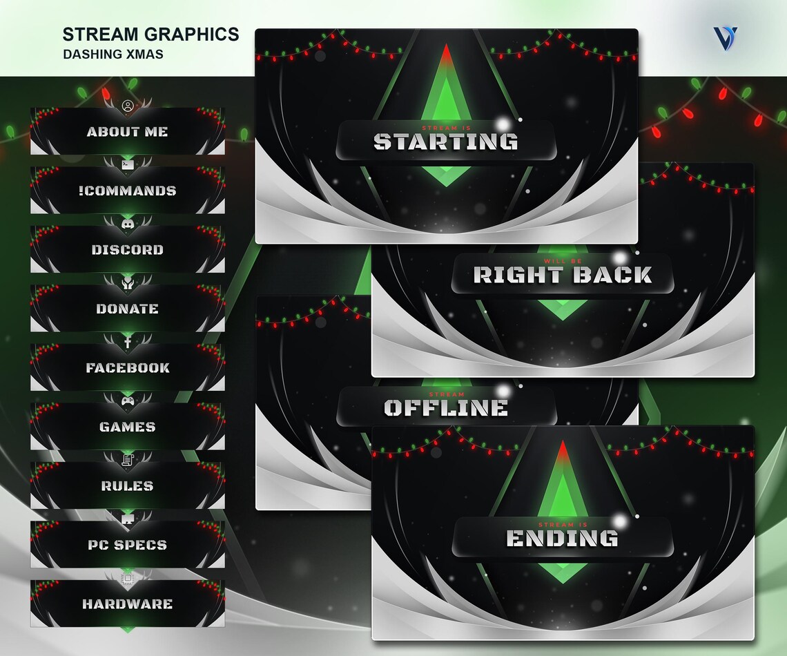 Dashing Xmas Animated Stream Package, Christmas Themed Twitch Overlay ...