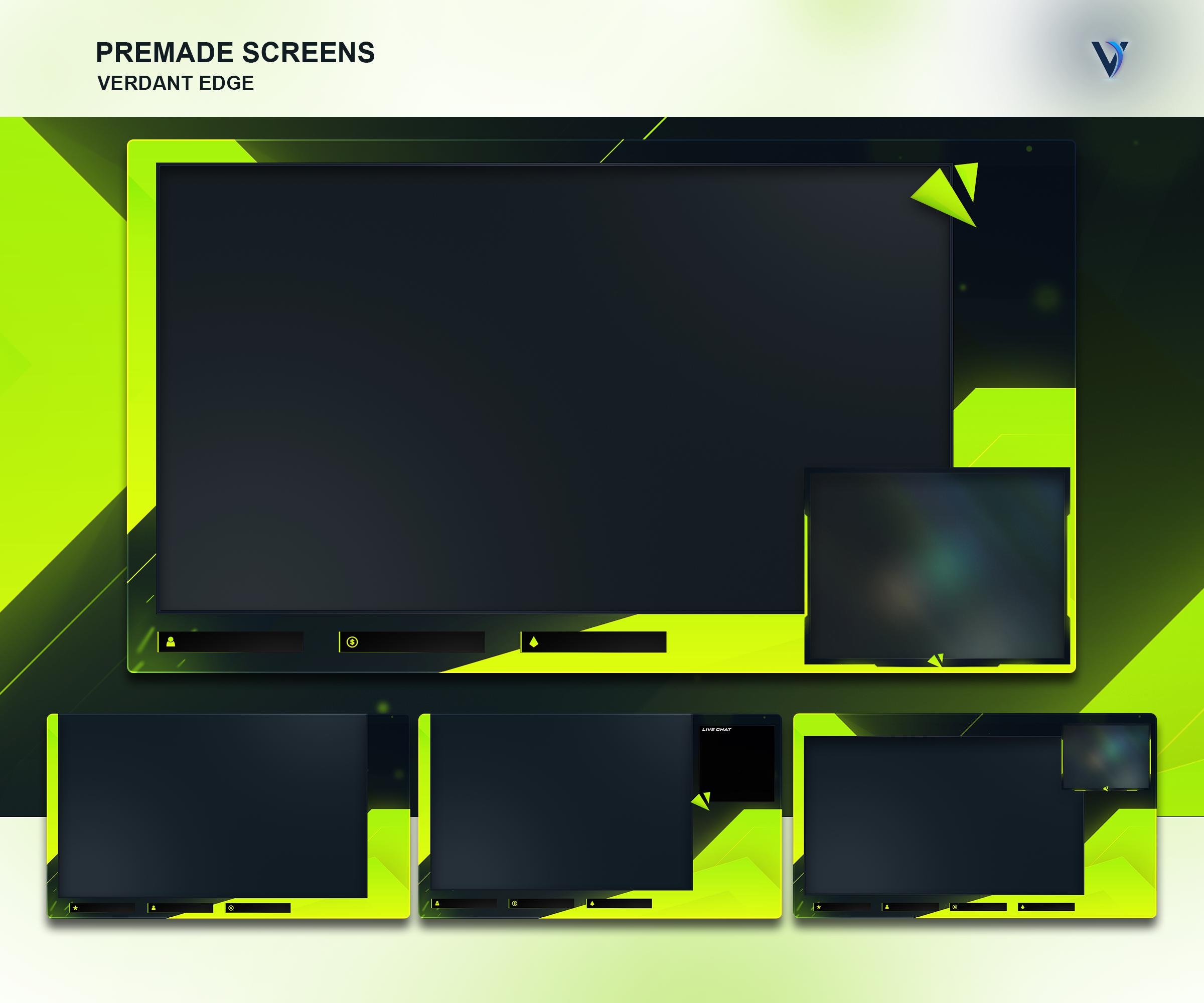 Verdant Edge Animated Stream Pack | Neon Green Twitch Overlay Bundle / Twitch Youtube Kick ...