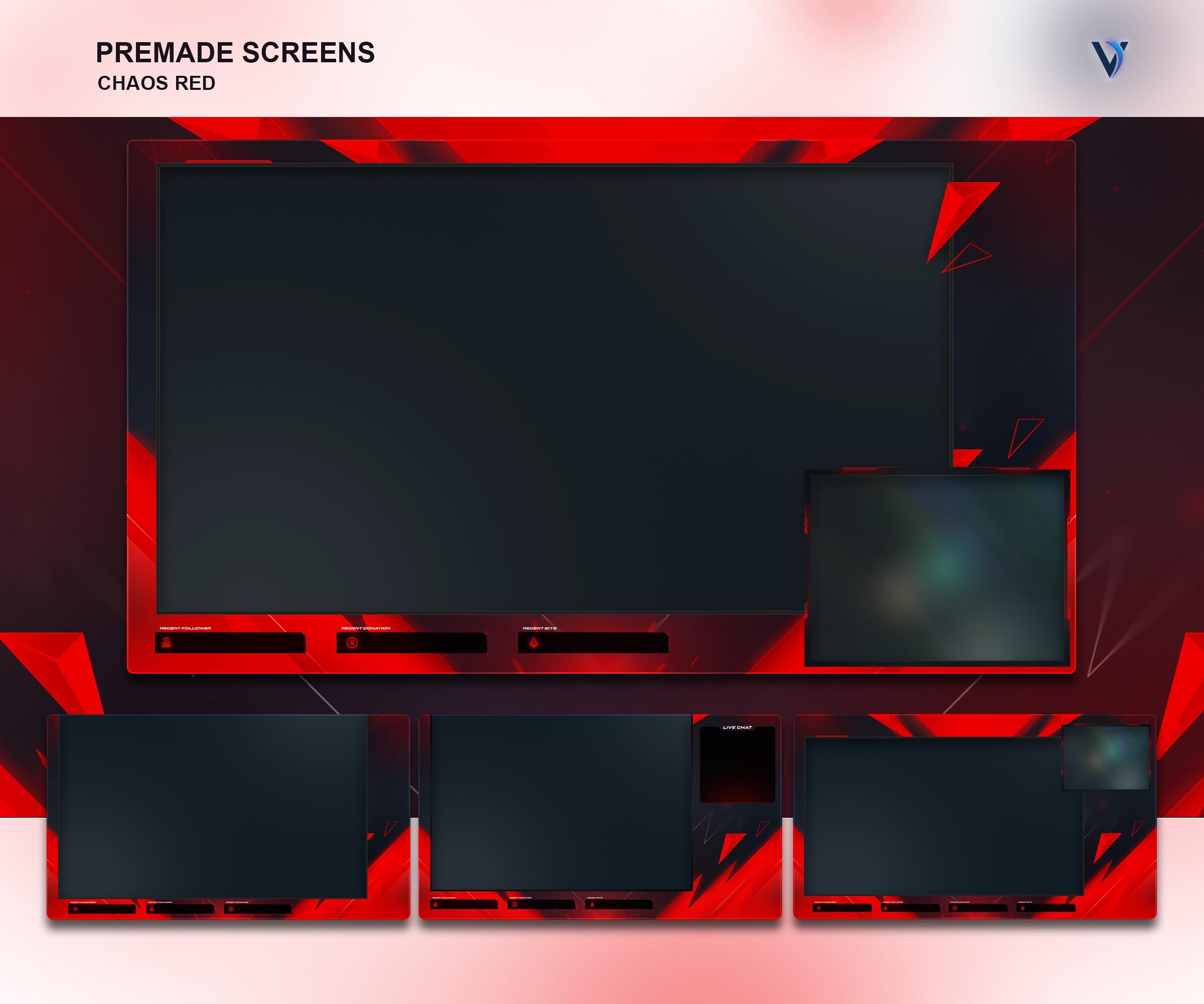 Chaos Red Animated Stream Overlay: Twitch, Youtube, Kick - Etsy