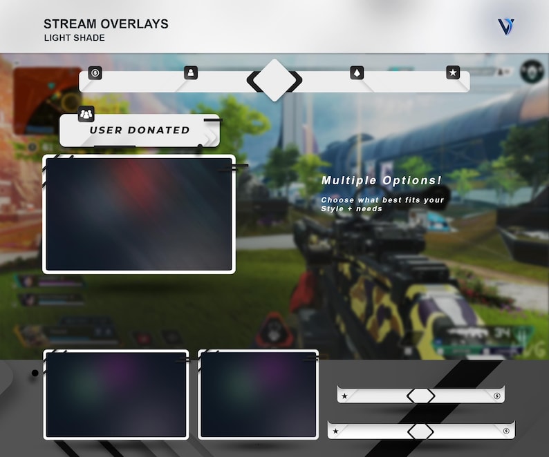 Animated Stream Overlay Pack: Minimalist Black & White Design (digital ...