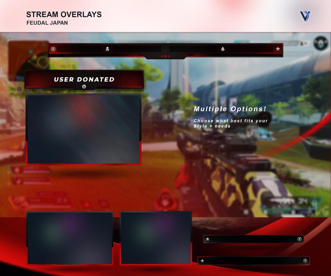 Feudal Japan Overlay Pack for Twitch Modern Japanese Style Red Stream ...