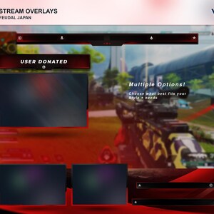 Feudal Japan Overlay Pack for Twitch | Modern Japanese Style Red Stream ...