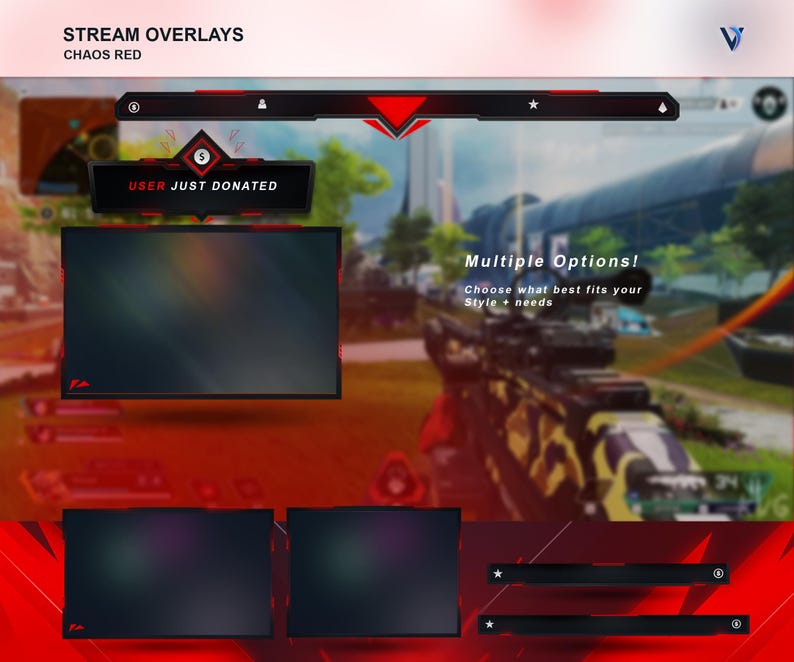 Chaos Red Animated Stream Overlay: Twitch, Youtube, Kick - Etsy