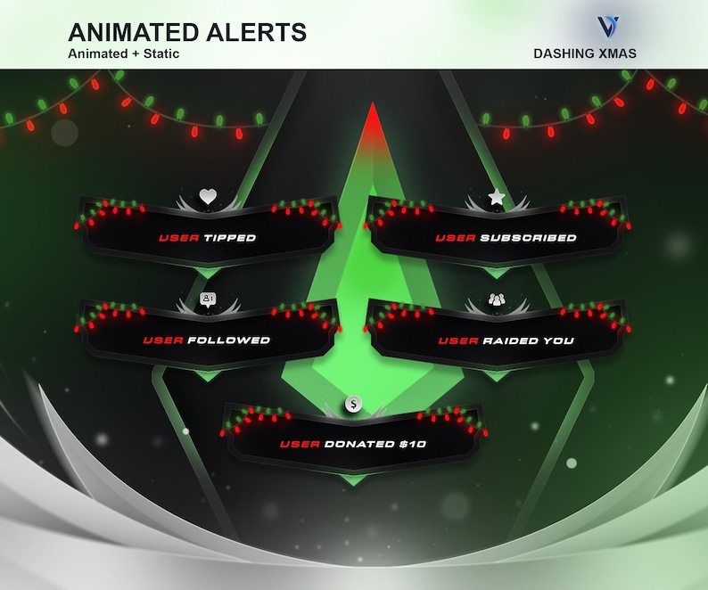 Dashing Xmas Animated Stream Alerts Pack Christmas Modern Themed Alerts ...