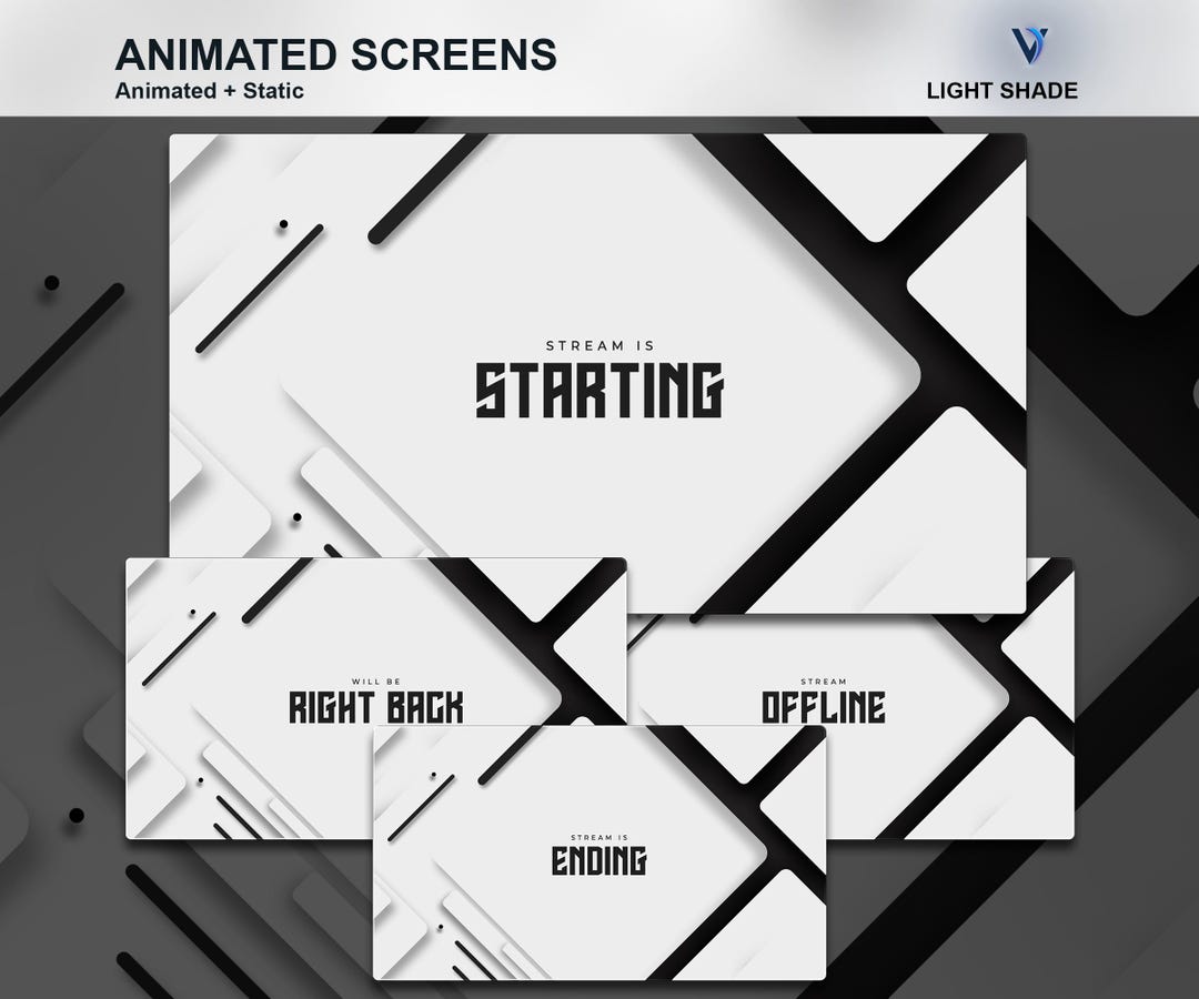 Light Shade Animated Screens Pack | Black & White Stream Overlay ...
