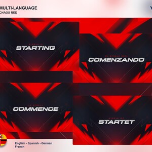 Chaos Red Animated Screens Pack for Twitch, Youtube, Kick | Red ...