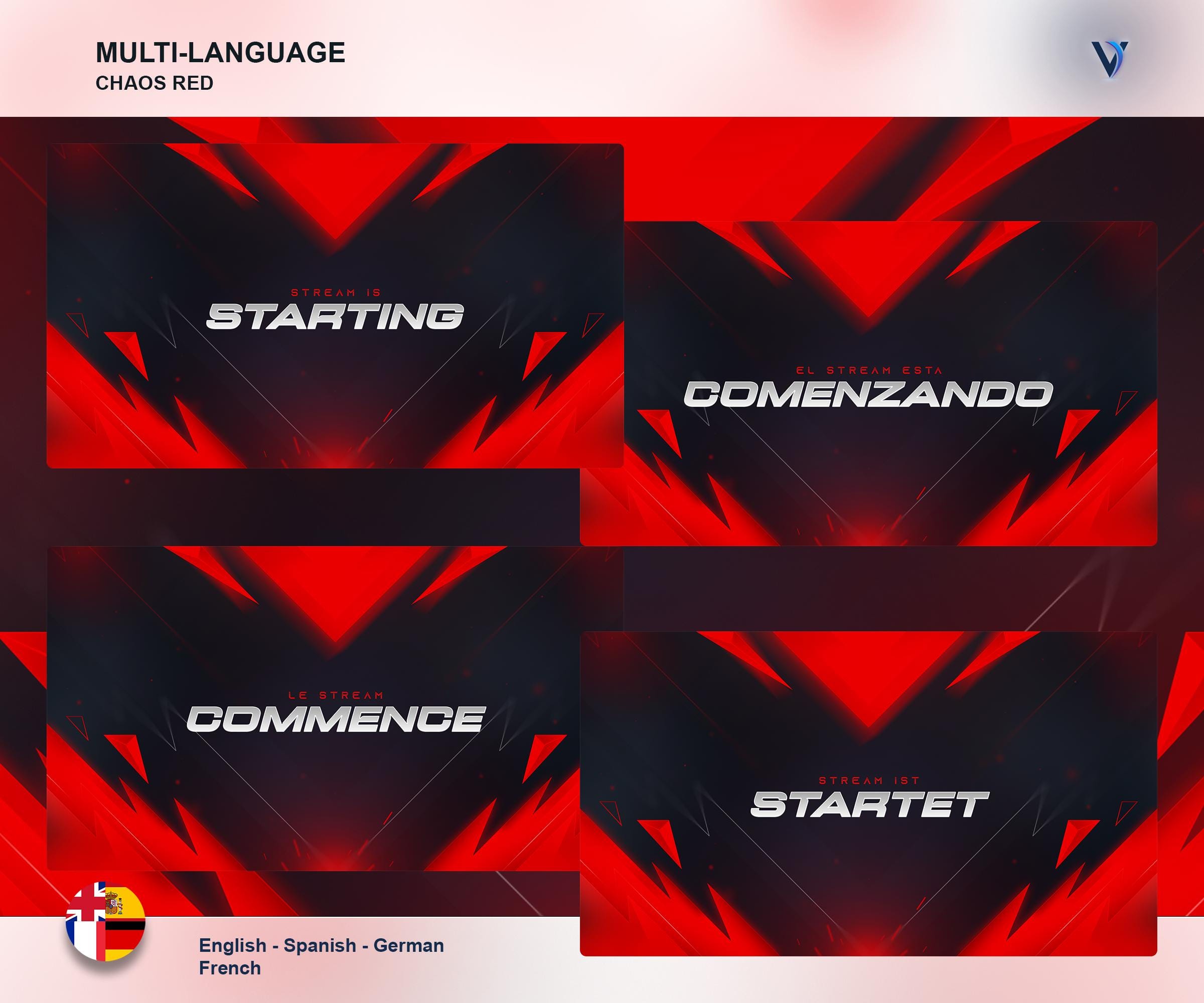 Chaos Red Animated Screens Pack for Twitch, Youtube, Kick | Red ...