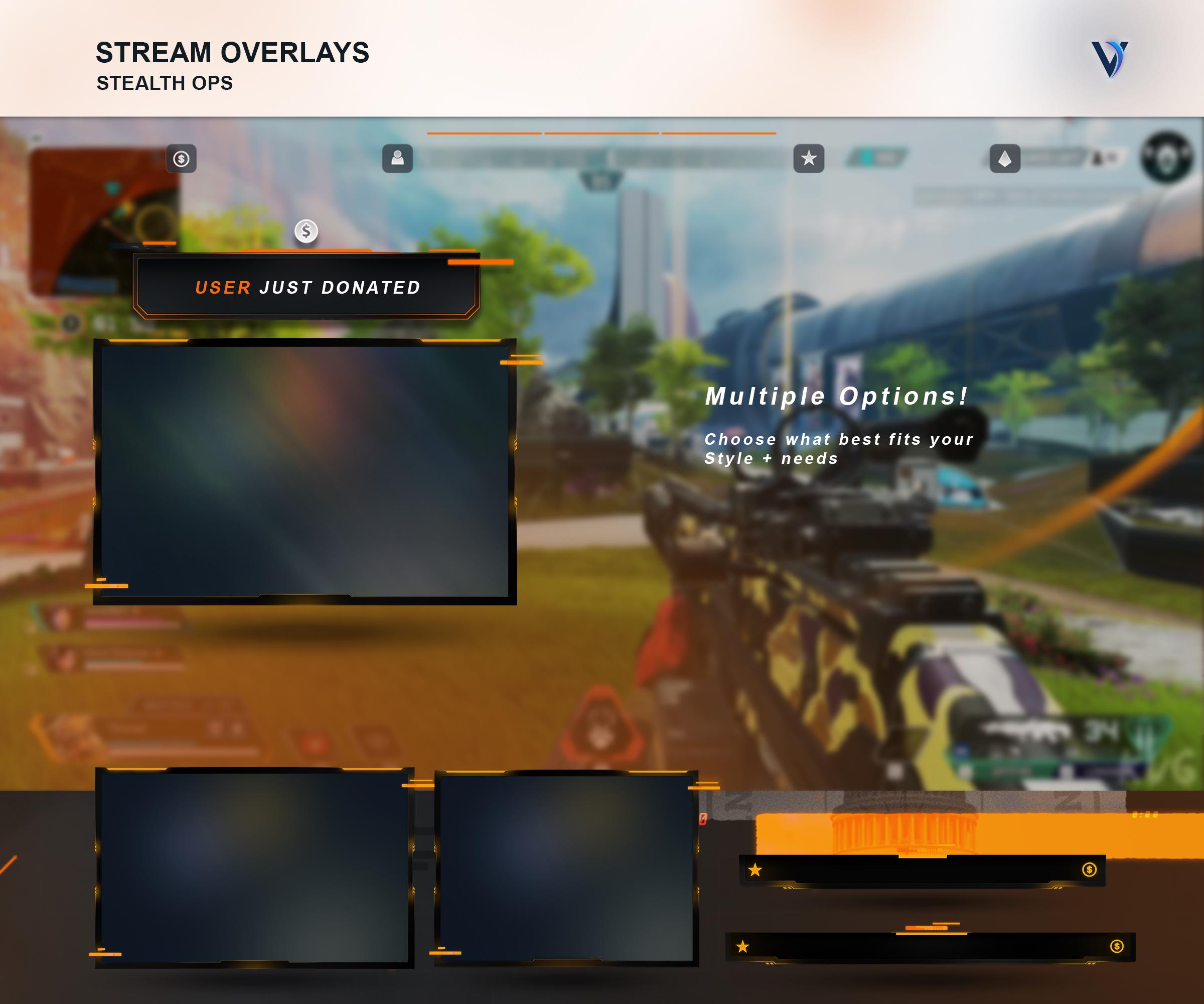 Stealth Ops Stream Pack Animated, Military Black Orange Themed Twitch ...