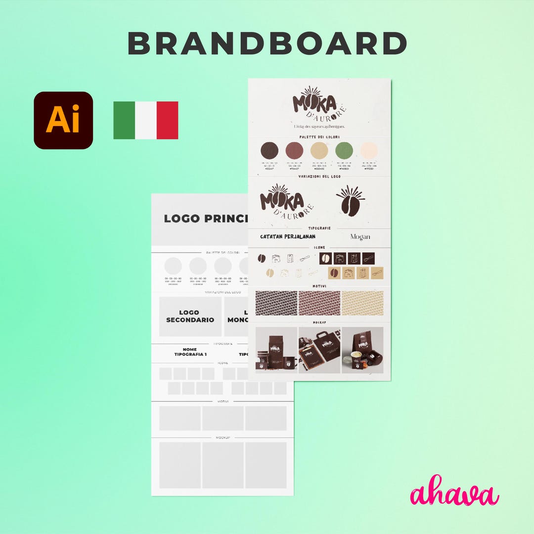 Brandboard Template Illustrator, Visual Identity Schema, Branding Kit ...