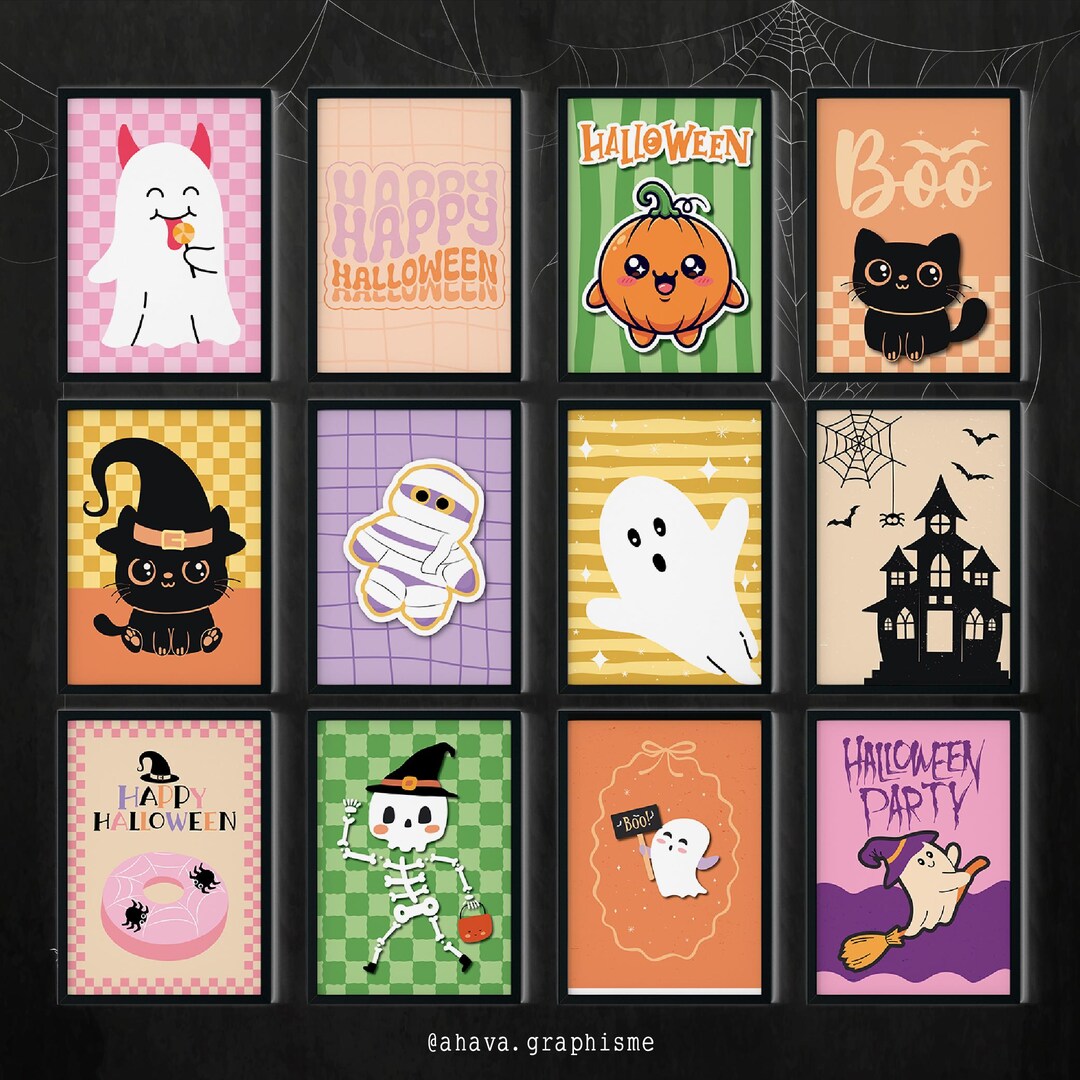 Pack of 12 Printable Halloween Posters | Halloween Wall Decor | Digital ...