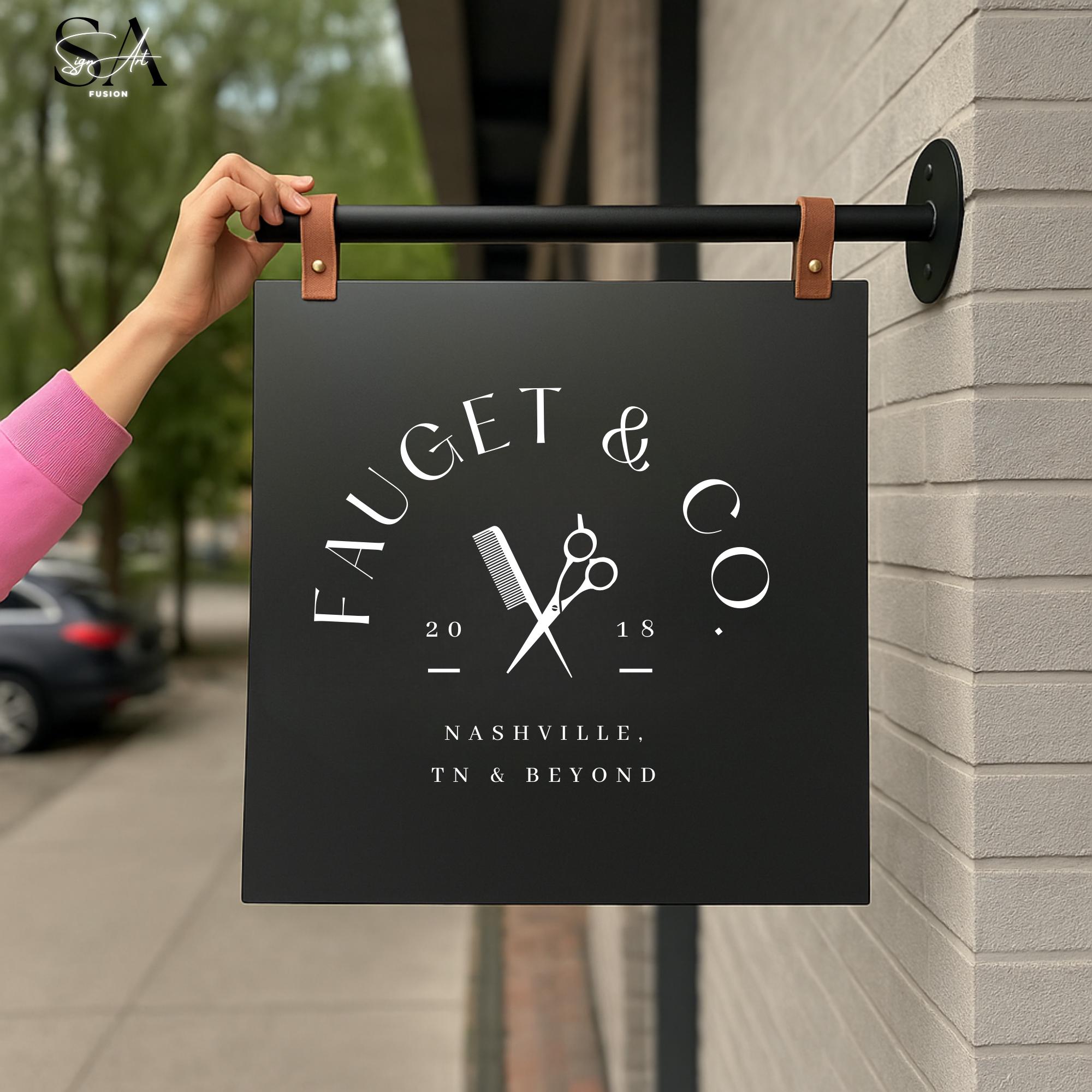 Custom Salon Blade Sign Double Sided Hanging Steel Business Sign ...