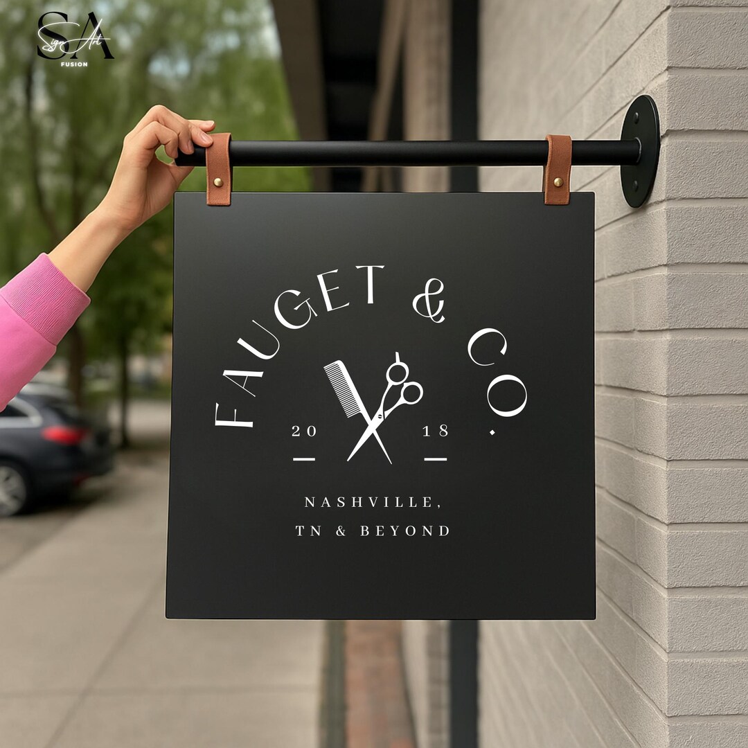 Custom Square Blade Sign for Business | Double Sided Hanging Metal Shop ...