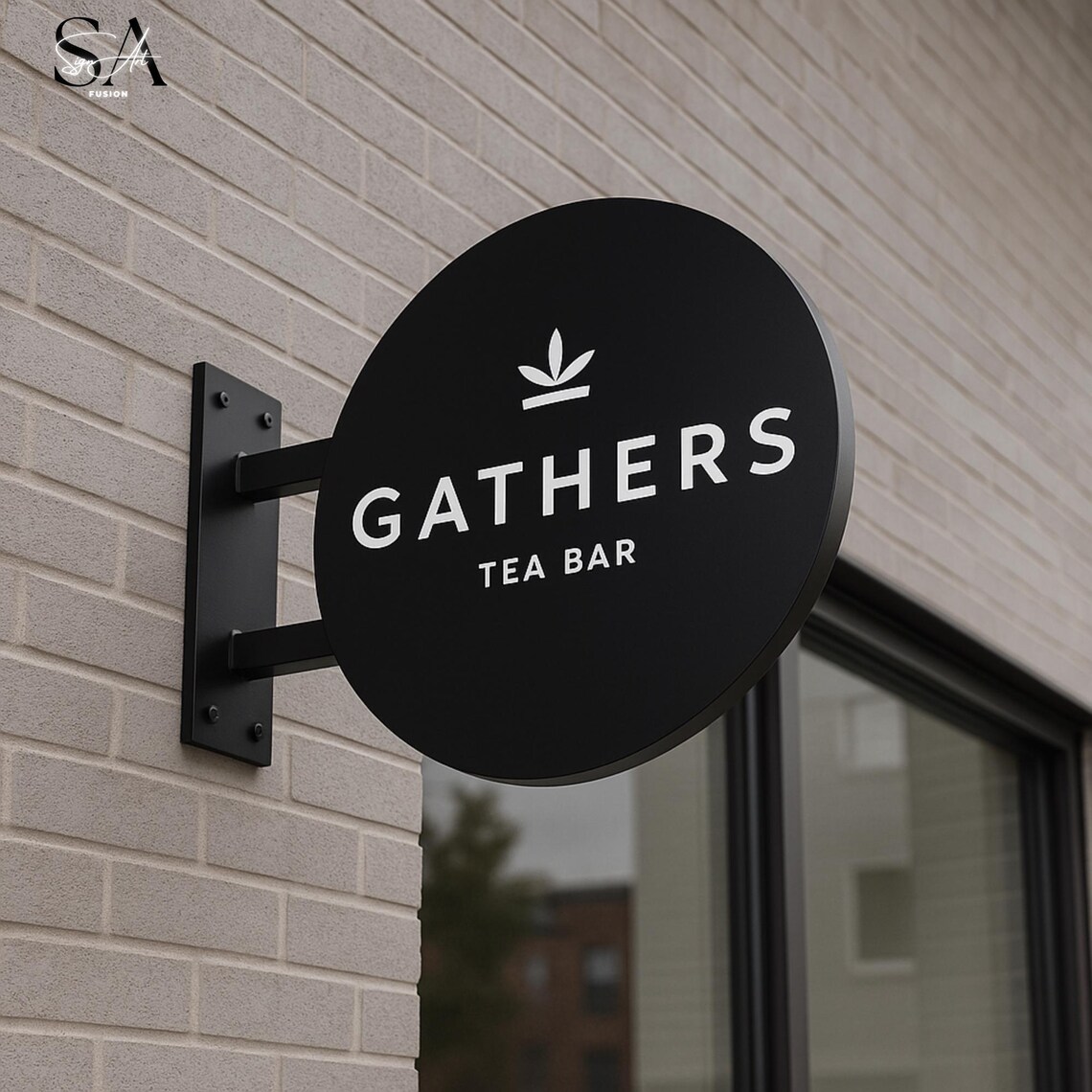 Custom Round Blade Sign for Business | Double Sided Hanging Metal ...