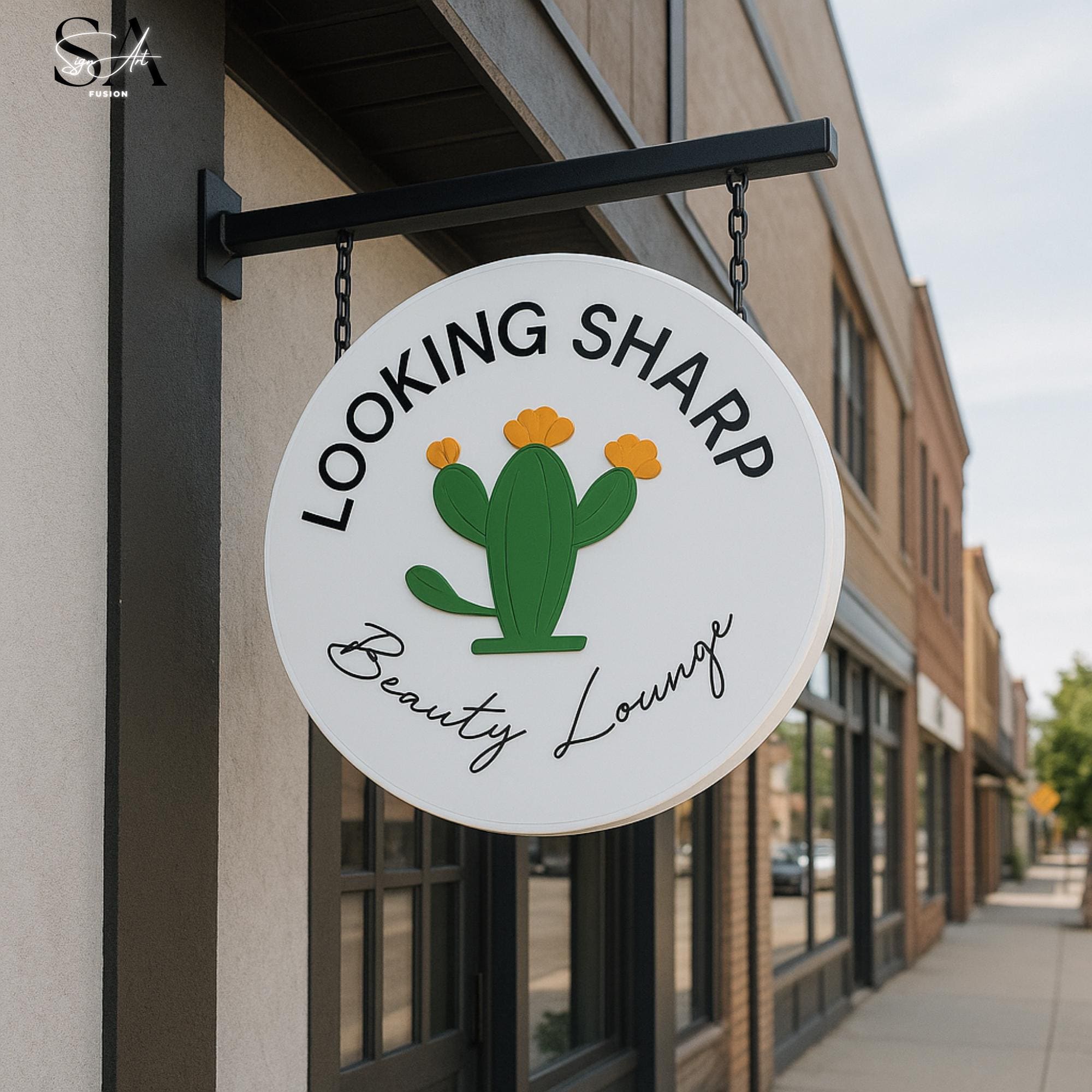 Custom Salon Blade Sign Double Sided Hanging Steel Business Sign ...