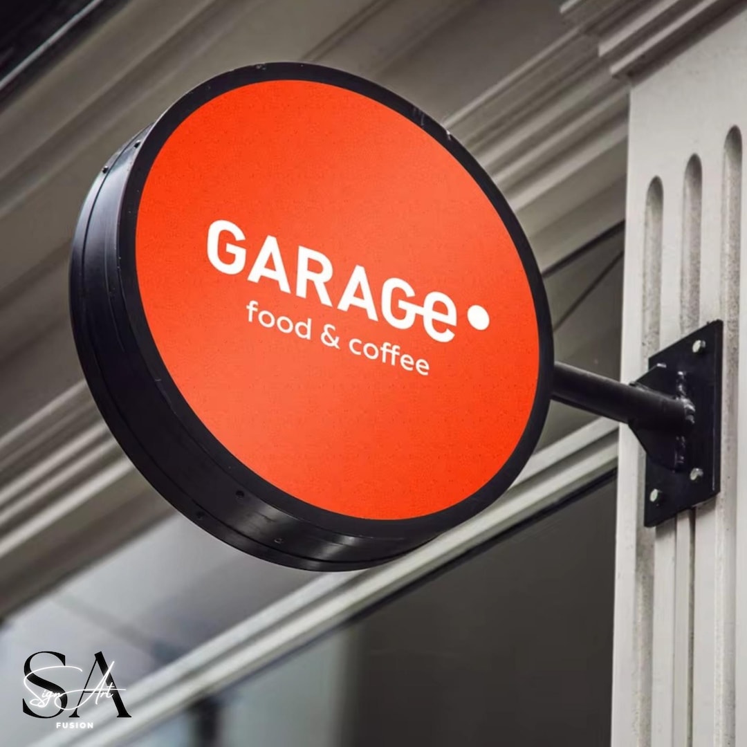 Custom Exterior Double Sided Sign, Round Light Box Sign, Illuminated ...