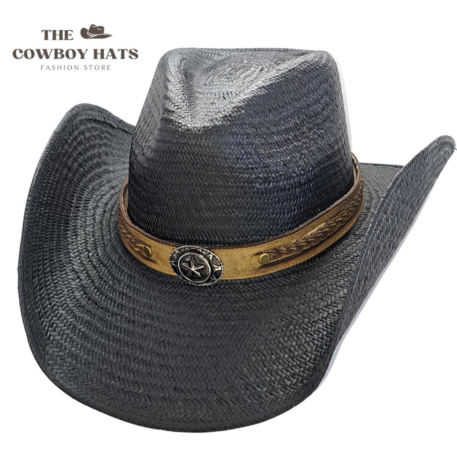 Drifter Black - Black Shapeable Straw Cowboy Hat - Etsy