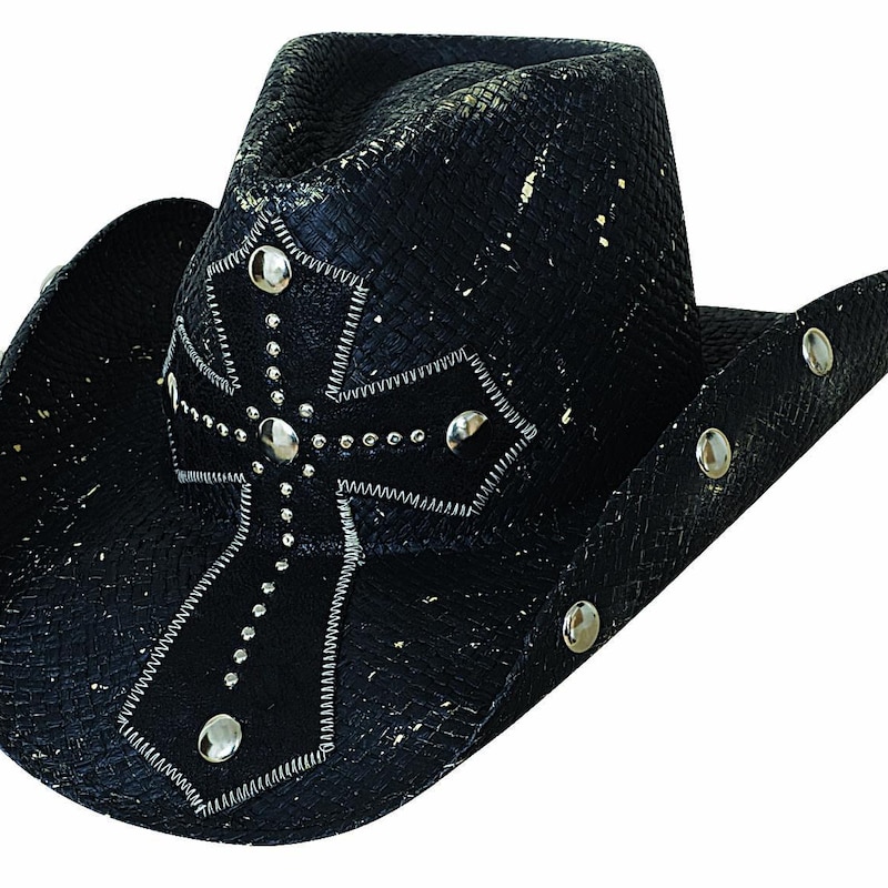 Black Straw Cowboy Hat - Etsy