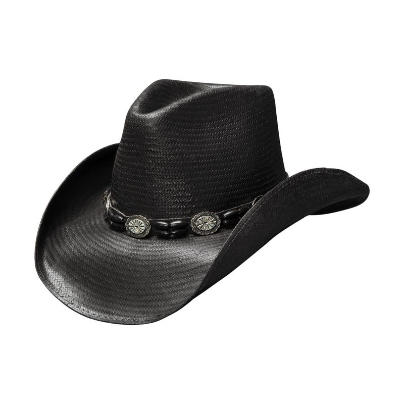 Black Straw Cowboy Hat - Etsy