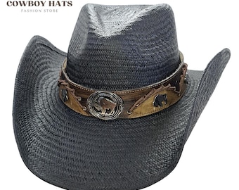 Endless Ride - Black Shapeable Panama Straw Cowboy Hat - Etsy