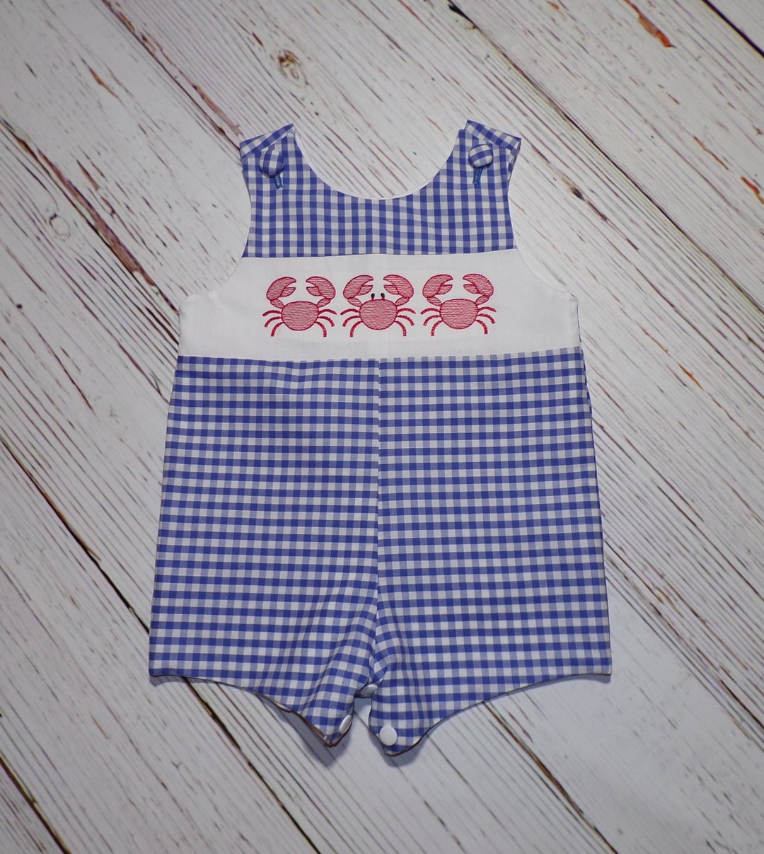 Boys Crabs Jon Jon, Royal Blue Gingham Jon Jon - Etsy