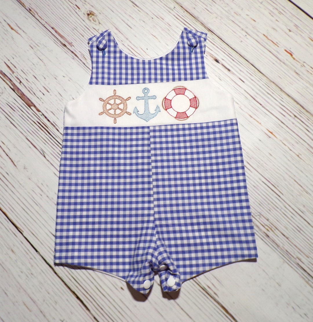 Boys Nautical Gingham Jon Jon, Royal Blue - Etsy