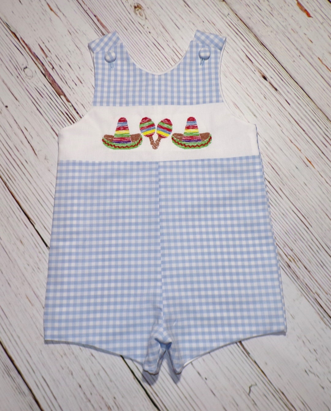 Boys Fiesta Jon Jon, Birthday Outfit, Blue Gingham Shortall, Cinco De ...