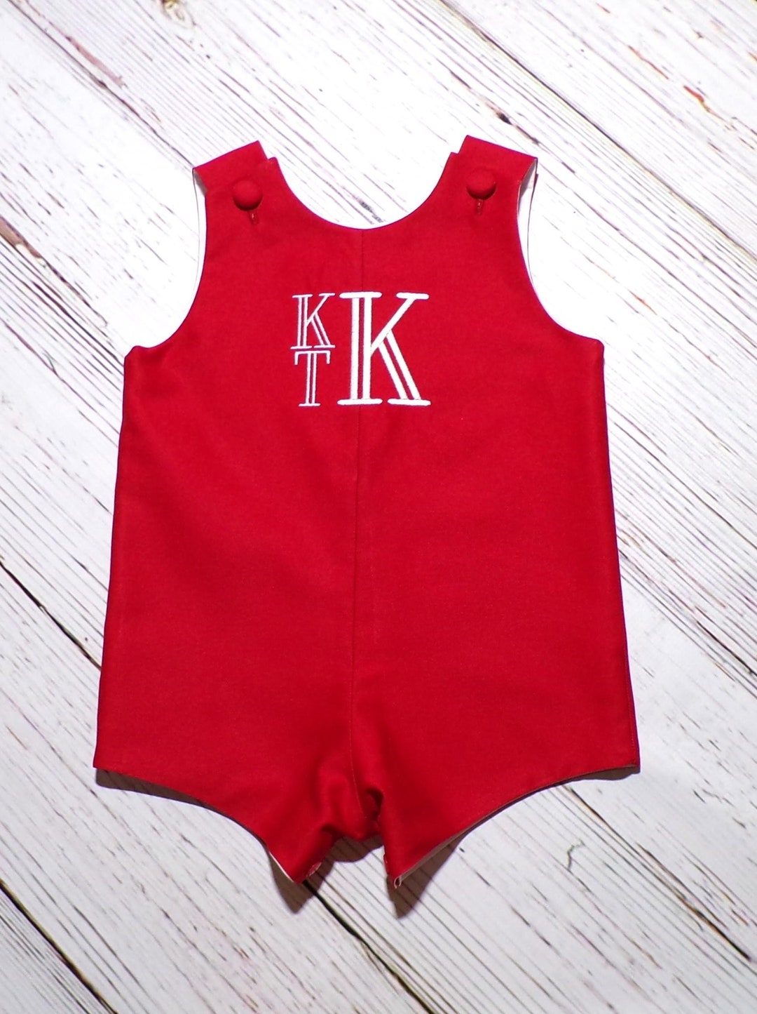 Red Pique Jon Jon, Monogrammed Shortall - Etsy