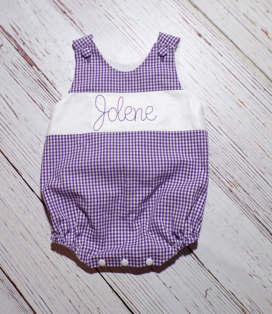 Baby Dark Purple Romper, Purple Gingham Romper - Etsy