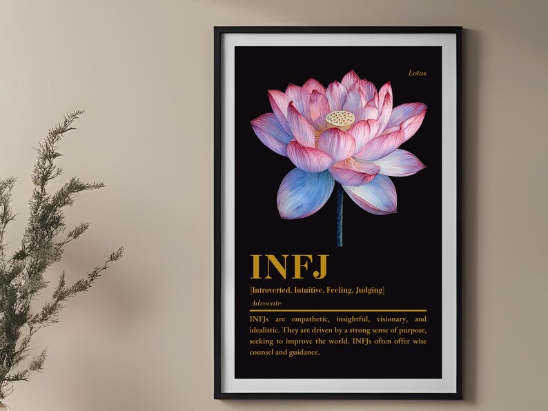 MBTI Poster INFJ Wall Art Spirit Plant Wall Art Lotus Wall Art Psychology Mbti Decor Office ...