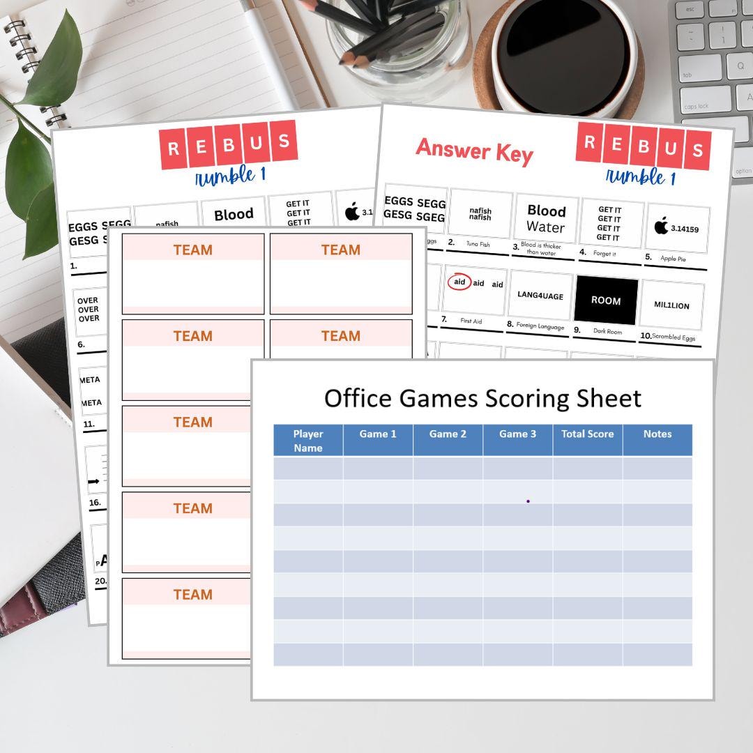 Printable Rebus Puzzle Games Bundle: Team Building, Family Fun (digital ...
