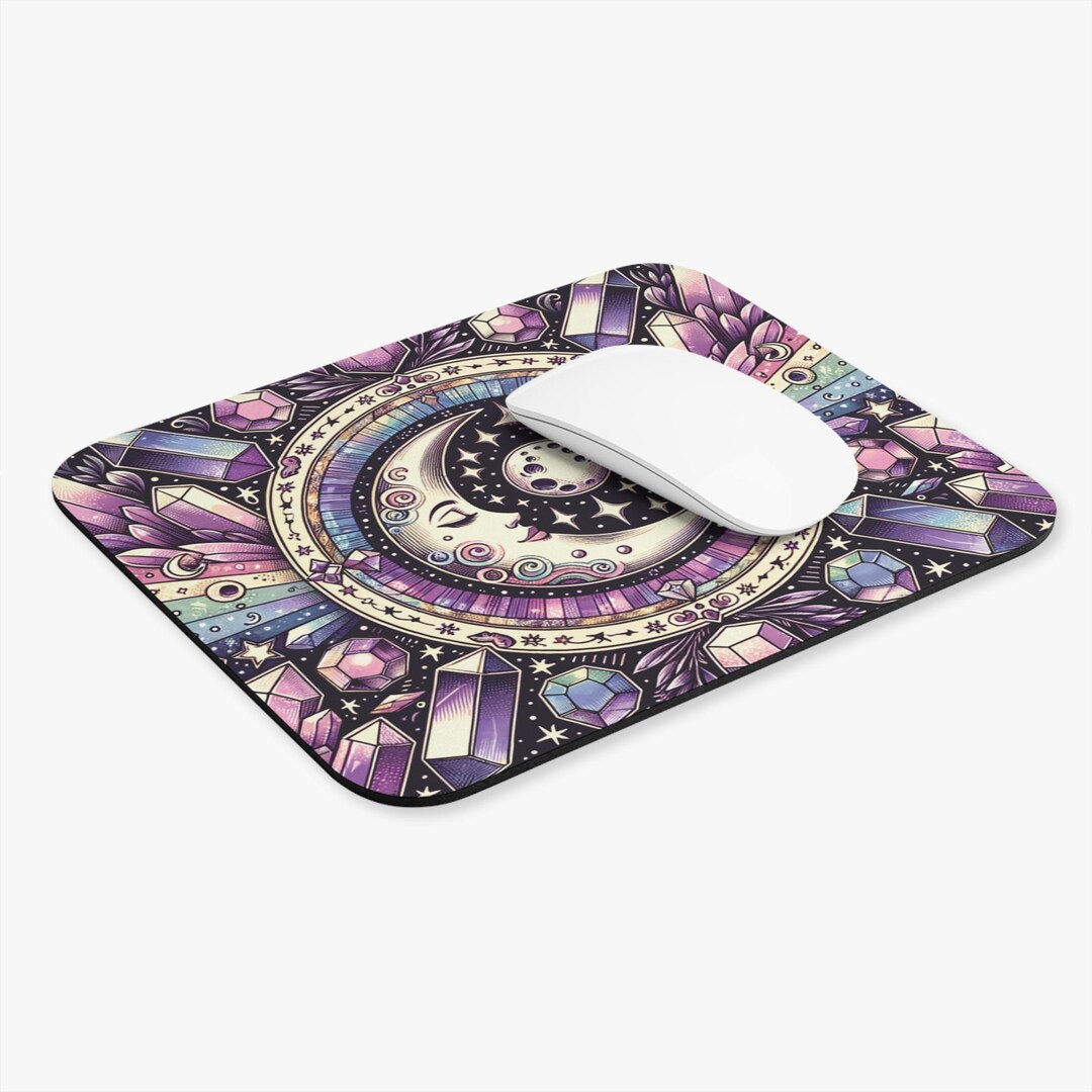 Celestial Moon & Crystal Mouse Pad, Mystical Desk Mat, Cosmic Office ...