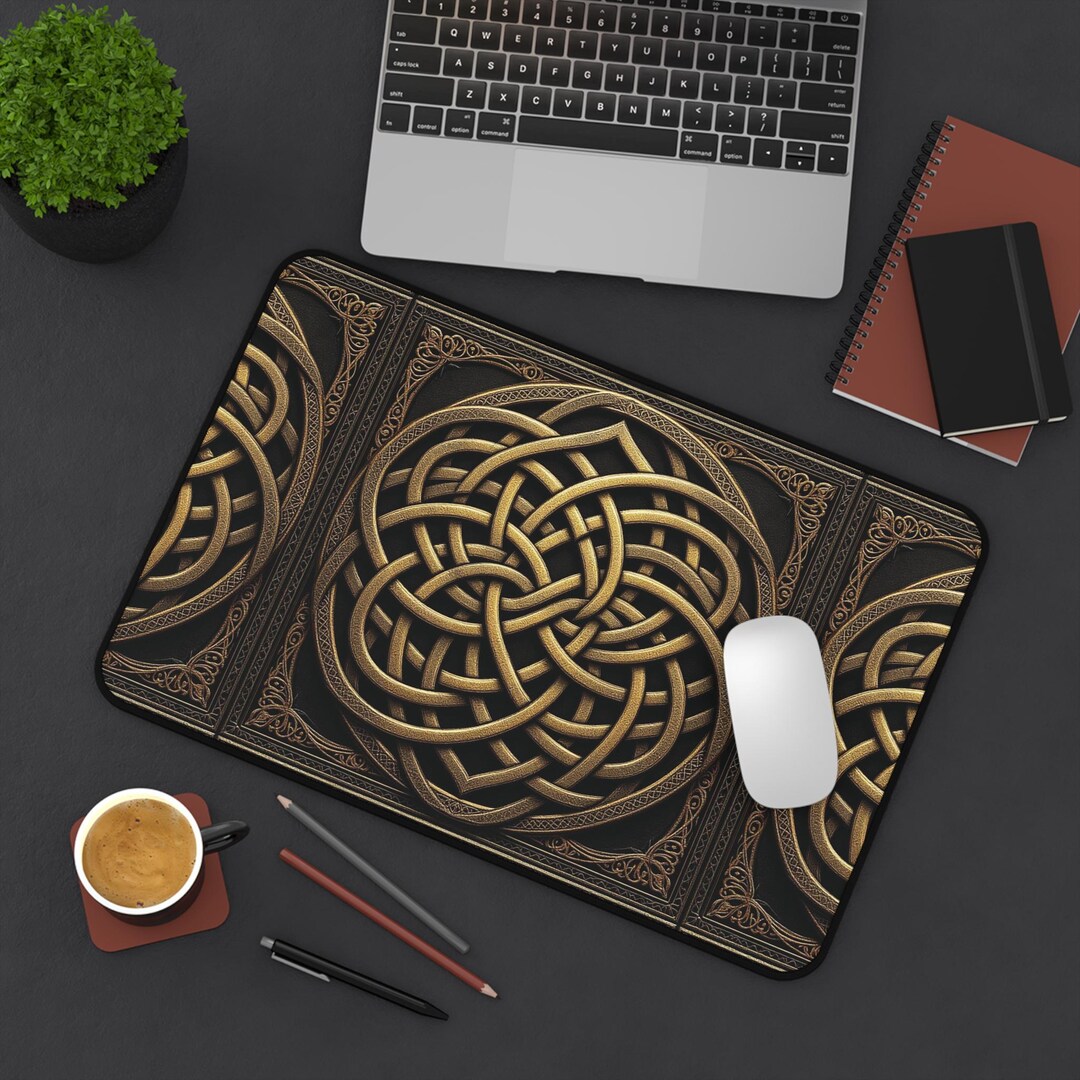 Bronze Celtic Knot Desk Mat, Irish Medieval Home Office Decor, Gaming ...