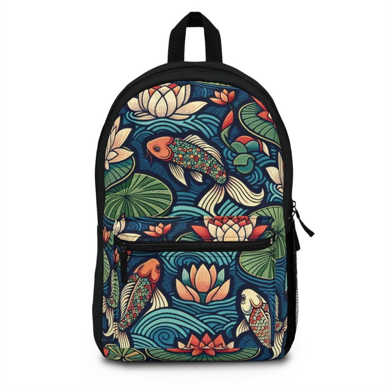 Koi Fish Backpack - Vibrant Design for School, Travel, Aquatic Lovers ...