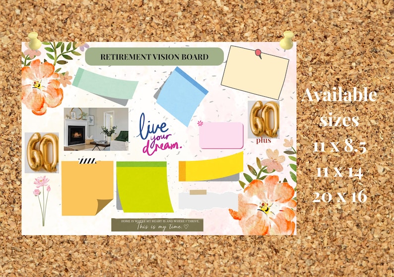 Retirement Vision Board Printable | Peaceful Retirement Wall Art ...