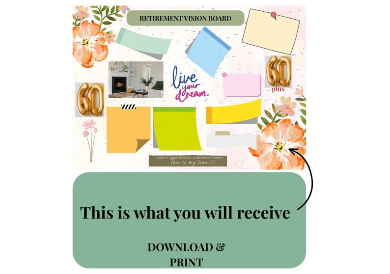 Retirement Vision Board Printable | Peaceful Retirement Wall Art ...