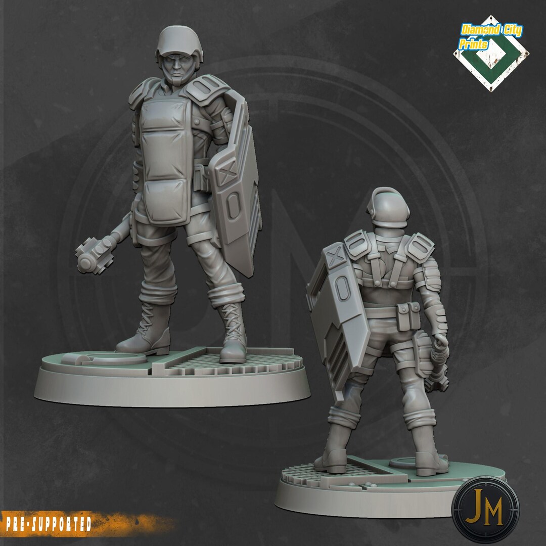 Bunker Security Agent Armoured Vault Security With Mace and Shield 32mm ...