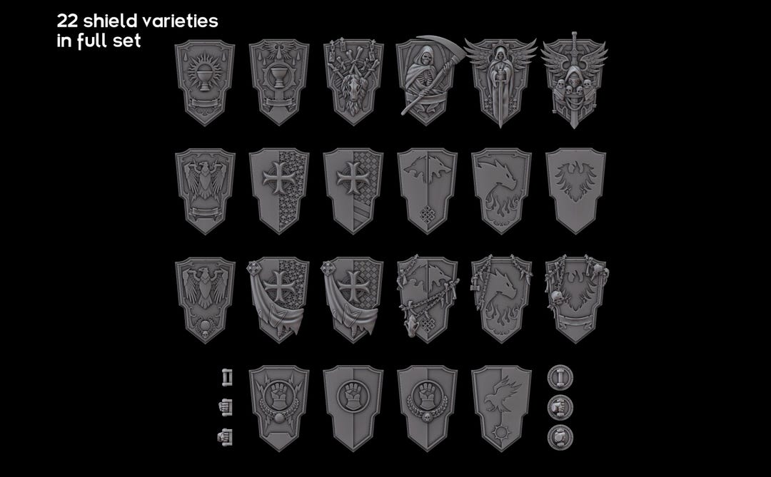 Various Shields Kitbash Bits (hydra Workshop) 40k Sci-fi Medieval ...