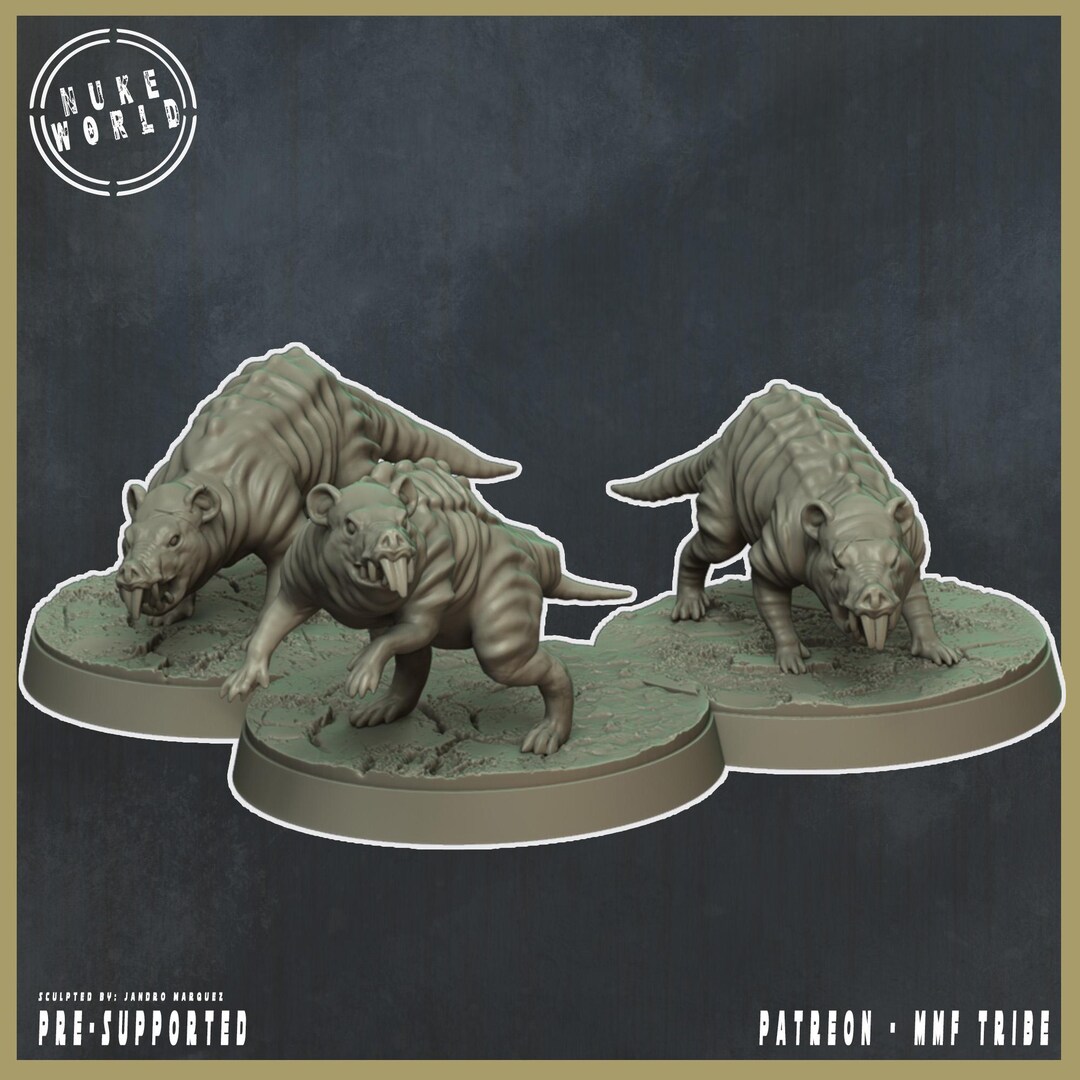 Giant Rats (nuke World) 32mm Scale Minis for Wargames IE: Fallout ...
