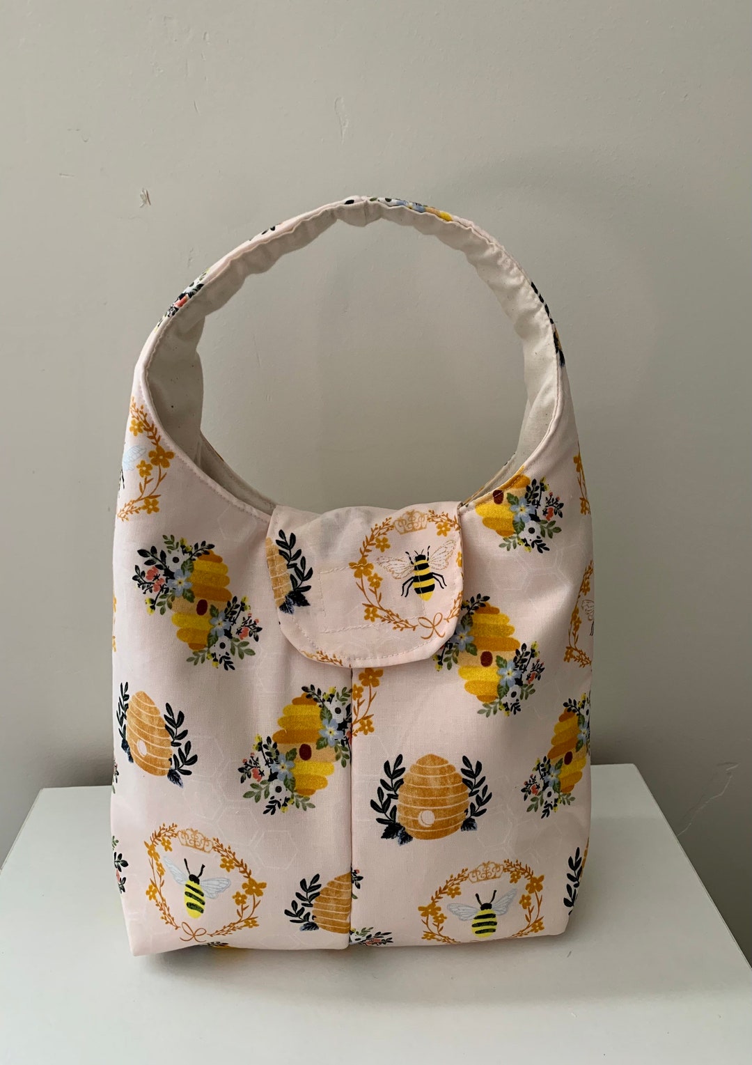 Lunch Bag Insulated Bees and Hives on Pink - Etsy