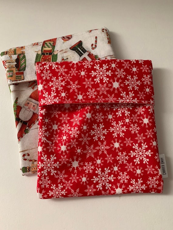 Christmas Snack Bag Treat Bag Sandwich Bag Set of 2 Fold Over | Etsy